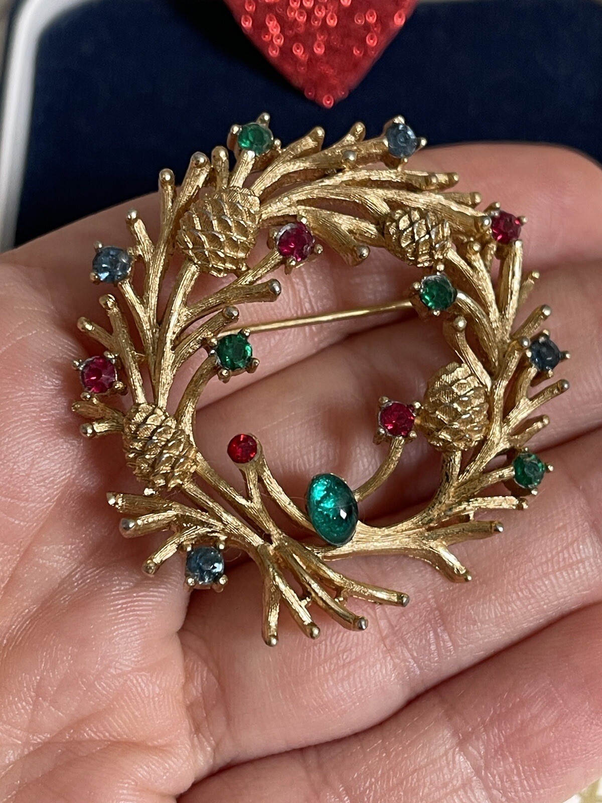 Trifari brooch multy color blue green rad A Philippe … - Gem