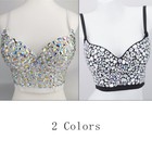 Women Sexy Shiny Diamond Rhinestones Bra Corset Bustier Crop Tank Top ...