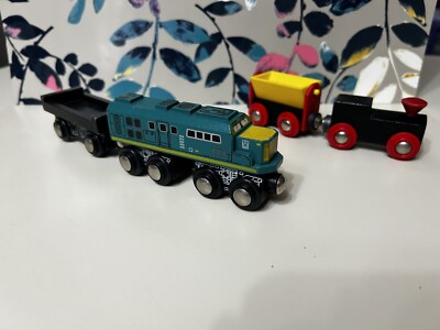 Imaginarium Green Engine & Brio Eng. Wooden Magnetic Toy Train Fit Brio ...