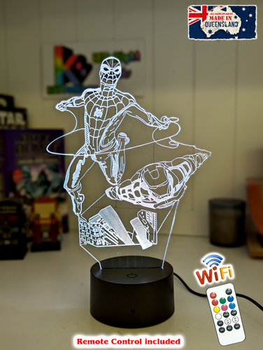 IRON MAN & SPIDERMAN AVENGER 3D LED Battery USB Night Light 7 Colour ...