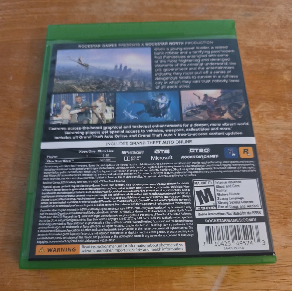 Grand Theft Auto V - Microsoft Xbox One COMPLETE WITH MAP | eBay