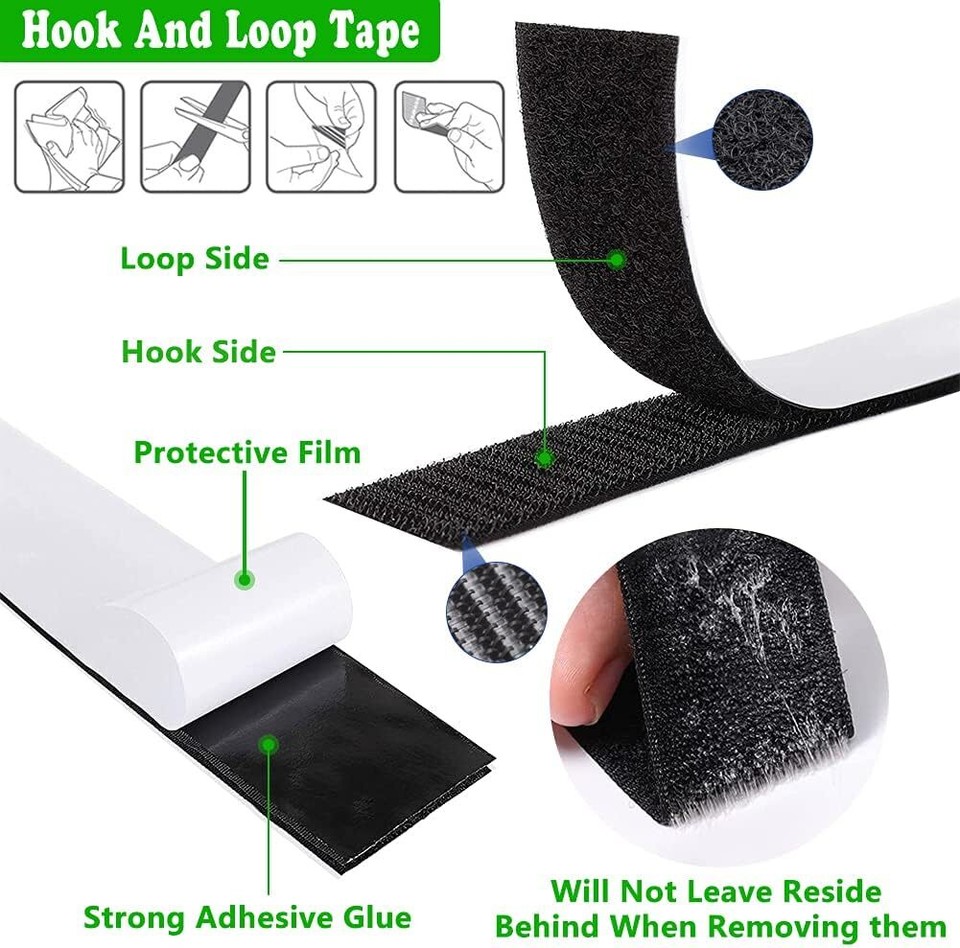 16.4FT Hook and Loop with Strong Self Adhesive Tape Strip Back Fastener ...