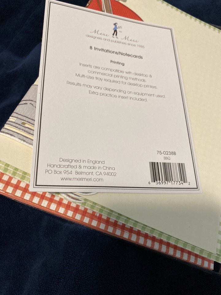 BN MERI MERI Printable Barbecue Party Invitations 8 Per Box | eBay