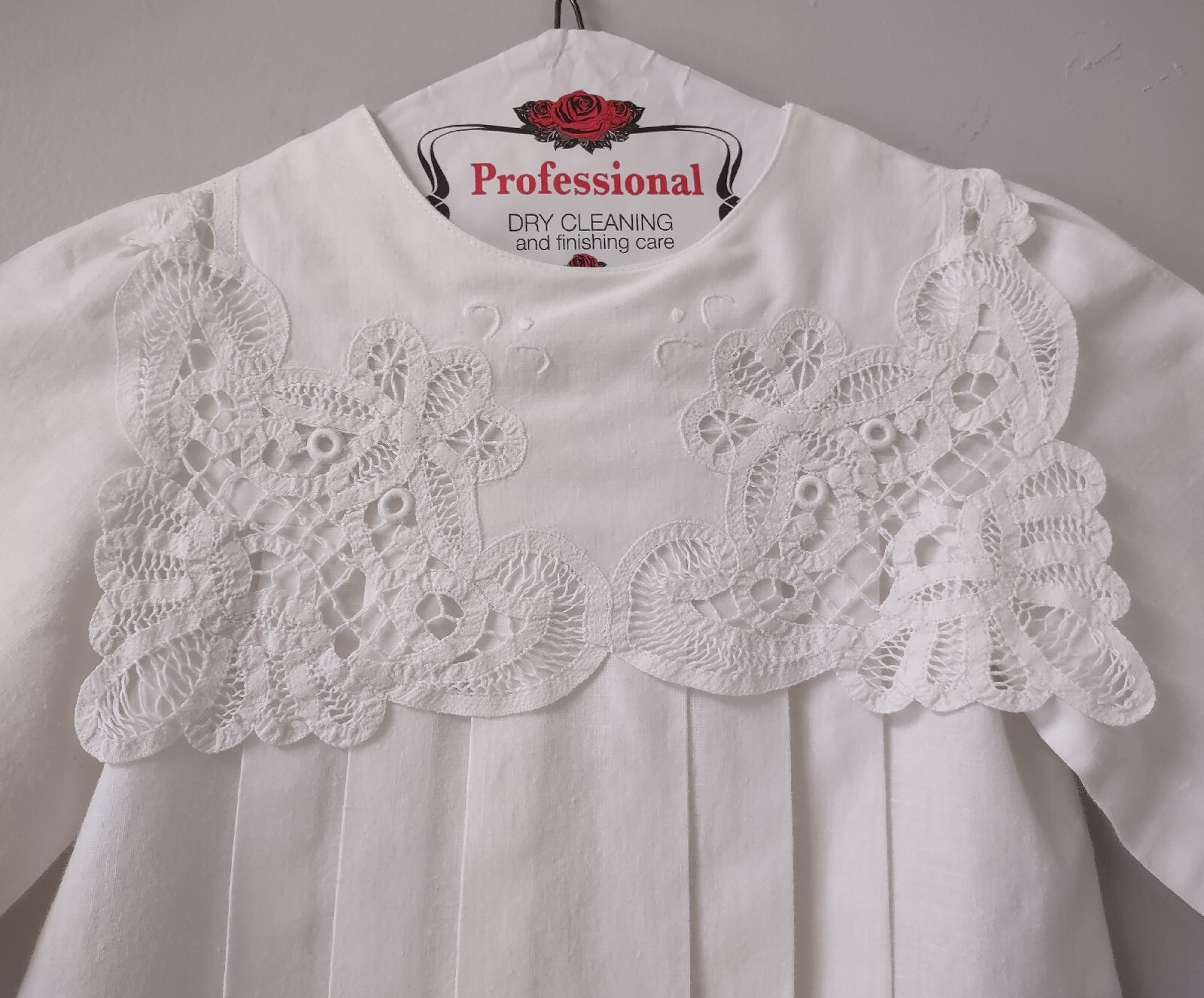 Vintage PAPER WHITE Linen White Battenberg Lace Collar Pleats Dry ...