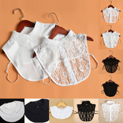 Women False Collar Fake Lace Half Shirt Blouse Detachable Collars Bib ...