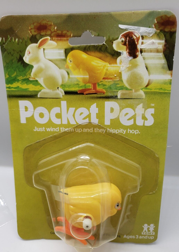 1978 Vintage Tomy Wind Up Hopper Toy Pocket Pet Chick Easter Basket ...