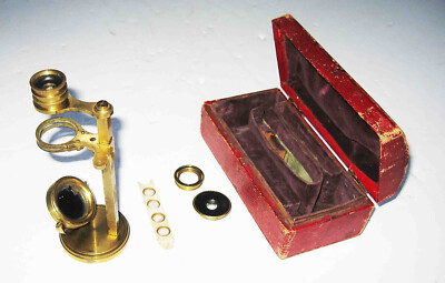 ANTIQUE c1800 W & S Jones Type "BOTANICAL MICROSCOPE" in Red Leather ...