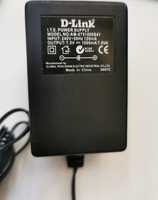 D-LINK POWER SUPPLY - 7.5V - 1000mA CHARGER (orange tip) | eBay Australia