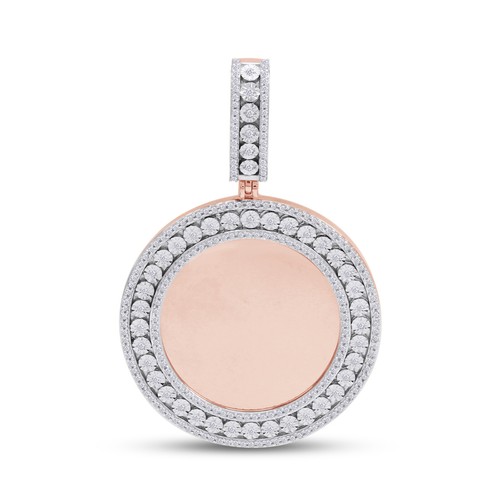 5/6ct Round Cut Natural Diamond Circle Memory Charm Pendant 10K Rose ...