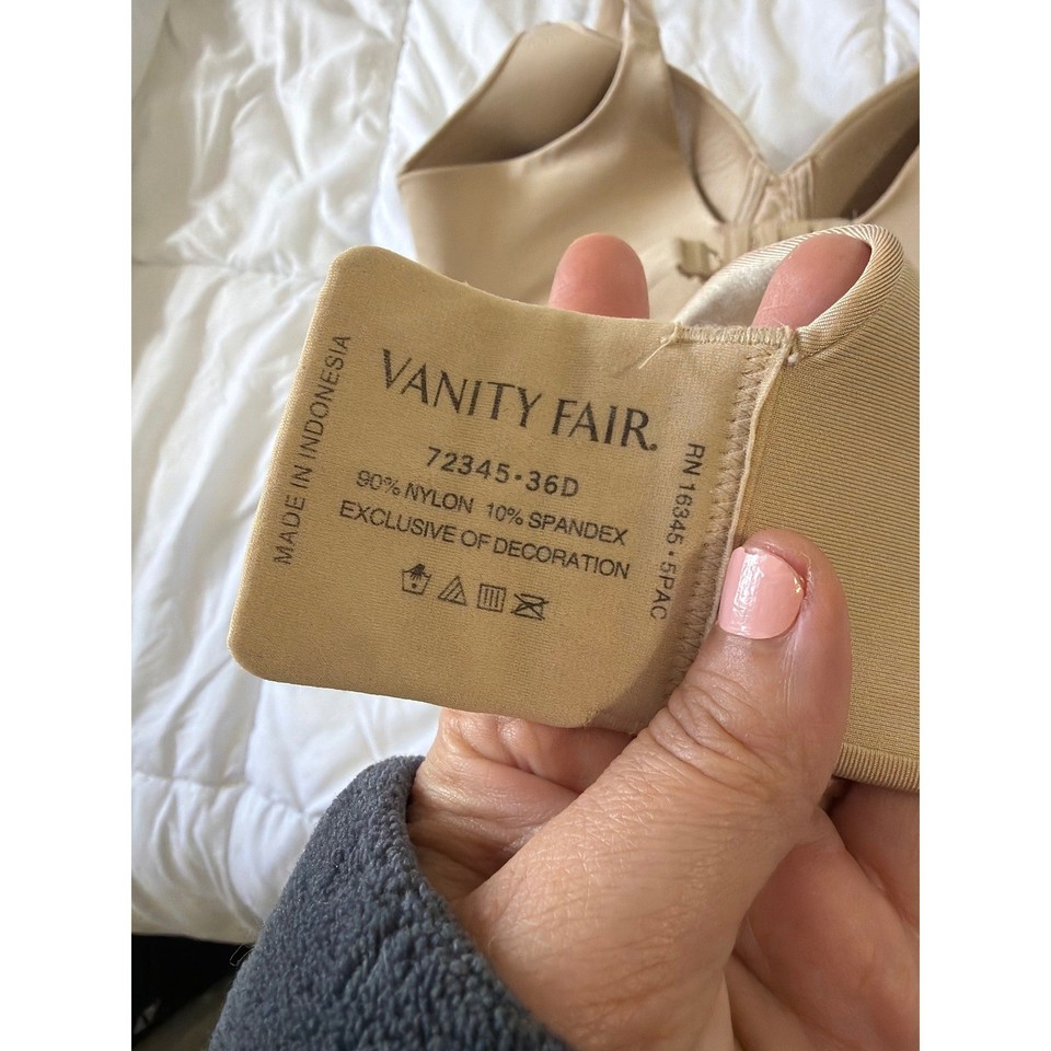 (2) Vanity Fair Beauty Back Wirefree Full Figure Bra 72345 Tan Nude 36D ...