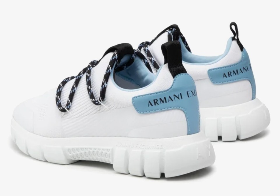 Armani Exchange White, Blue Athletic Logo Sneakers Shoes ,Size 9 | eBay
