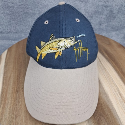 VINTAGE Guy Harvey Hat Cap Strap Back Long Bill Brim Fisherman Snook ...