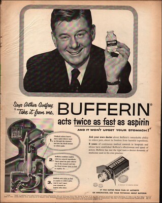 1955 Vintage ad Bufferin retro first aid medicine Arthur Godfrey 03/10 ...