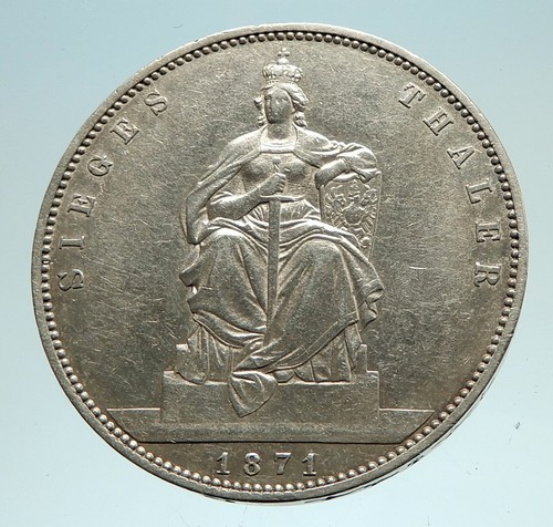 1871 GERMANY GERMAN STATES PRUSSIA WILHELM I Defeated France Silver ...