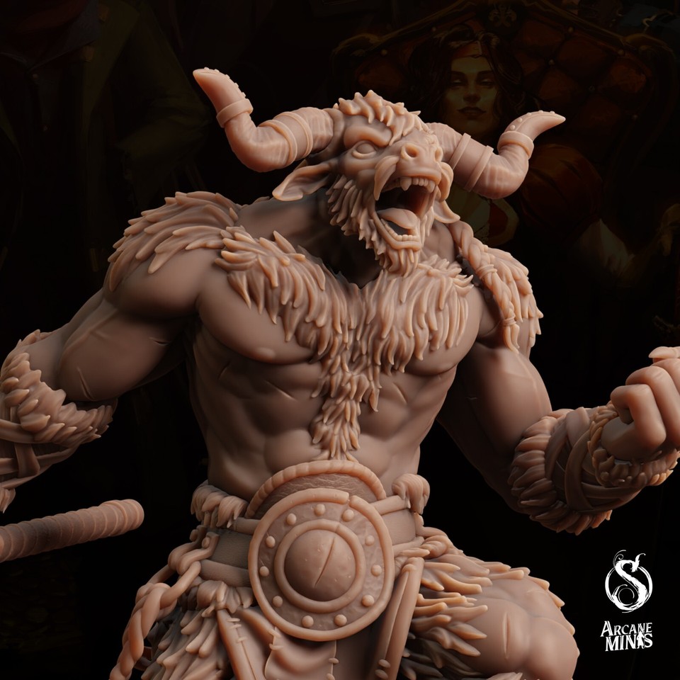 Minotaur Barbarian Pose 2 - Axe | Arcane Minis | D&D Miniature | eBay