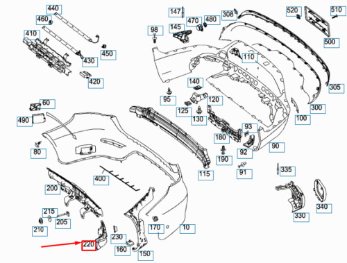 NEW MERCEDES-BENZ GLC X253 REAR RIGHT BUMPER BASIC MOUNTING A2538801203 ...