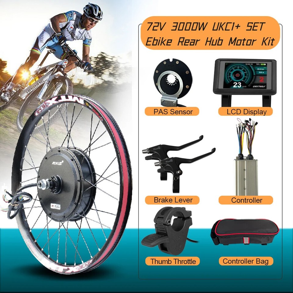72V 3000W MTB E-Bike Conversion Kit 20-29'' 700C Rear Rotate Electric ...