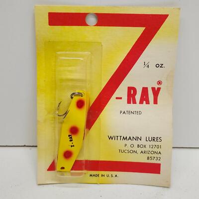 Vintage Wittmann Z-Ray Fishing Lures Yellow Red Spots Treble Hook 1/4oz ...