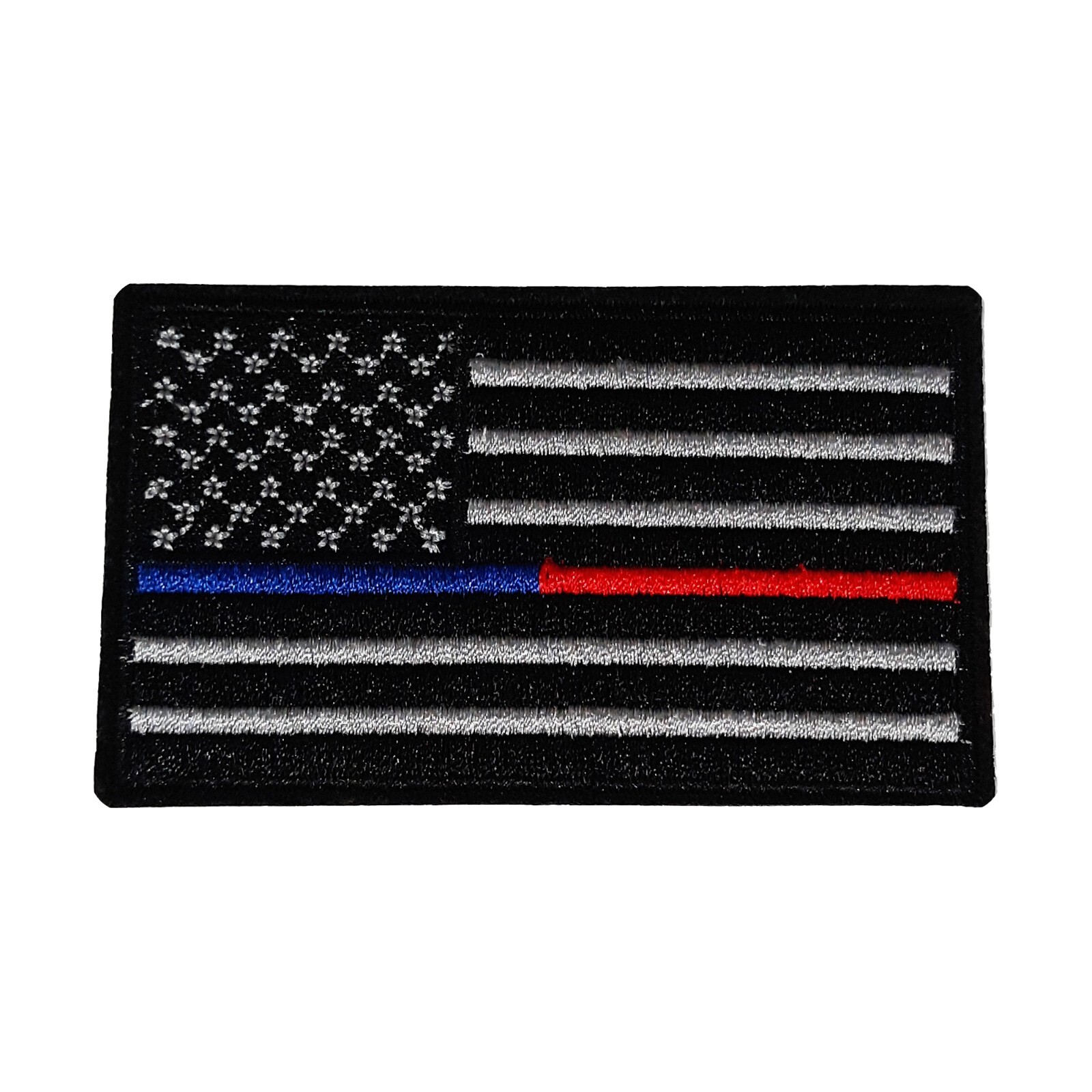 USA Black Thin Blue and Red Line Flag Patch Embroidered Iron-on Badge ...