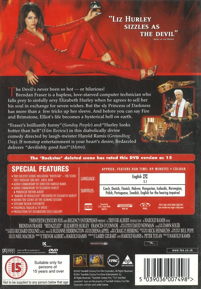 Bedazzled (2000) Special Edition DVD Brendan Fraser, Elizabeth Hurley ...
