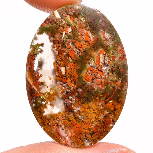 100% Natural Indonesian Moss Agate Oval Cab Gemstones 34.30Cts. 26x 36x ...