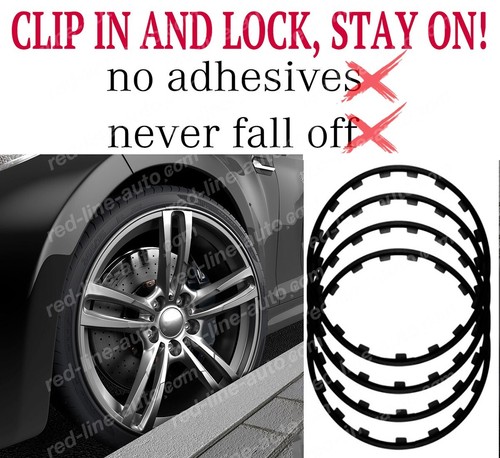 4 wheel alloy rim protectors guard 18" inch BLACK Clip in Stay lock NO ...