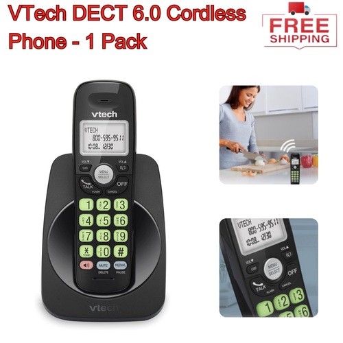 VTech DECT 6.0 Cordless Phone, Bluetooth,Big Buttons,Caller ID, Wall ...