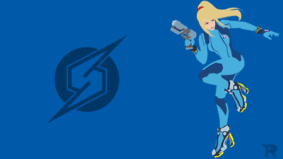 Anime metroid prime samus aran blue background simple Playmat Gaming ...