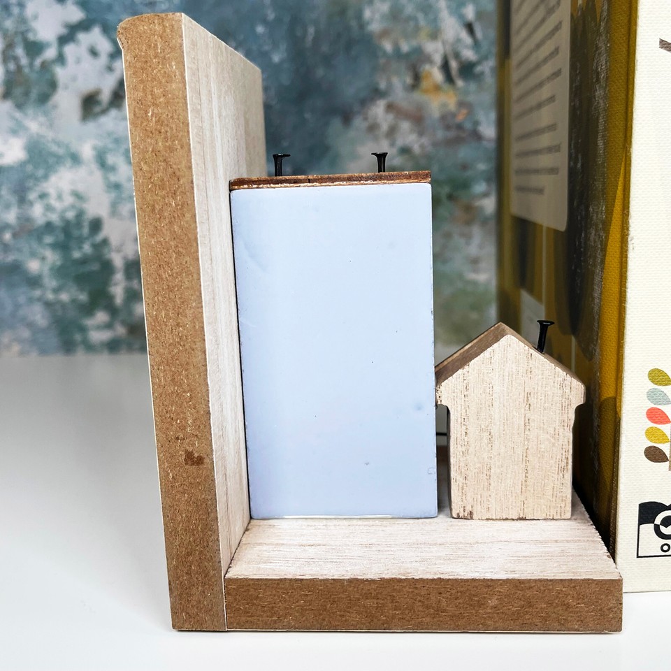Wooden House Bookends Set Love Heart Rustic Country Home Pastel Book ...