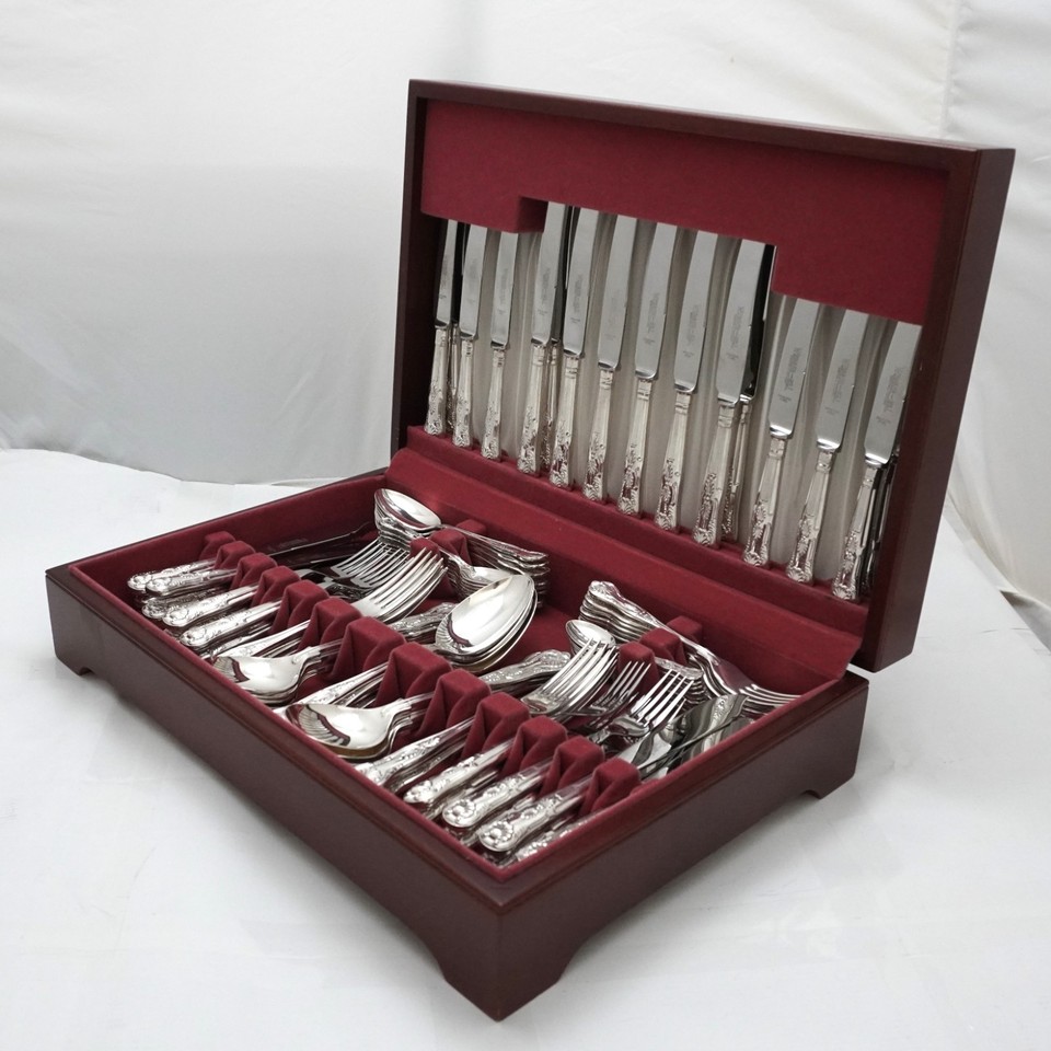 KINGS Design Webber & Hill Sheffield Silver Service 84 Piece Canteen of ...