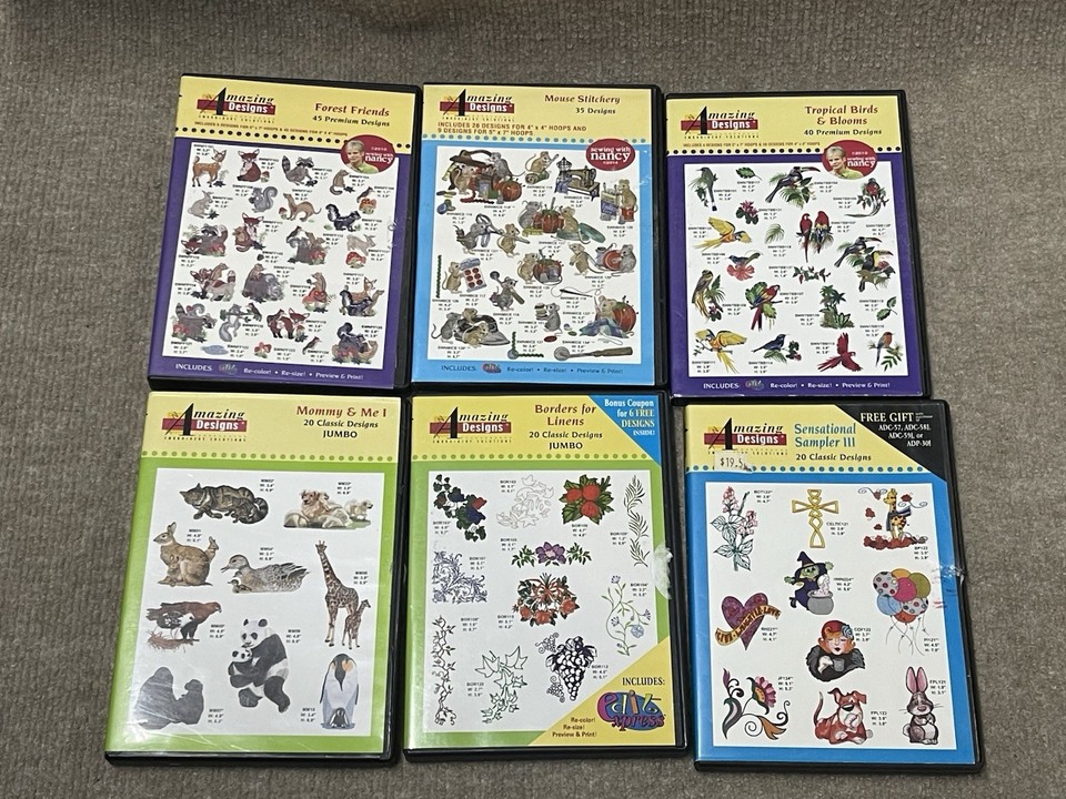 Lot of 15 Amazing Designs Machine Embroidery Designs CDs Cute | eBay