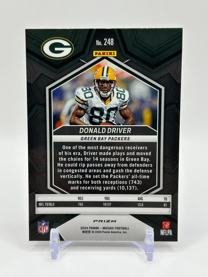 2024 Panini Mosaic Donald Driver Silver Prizm #248 Green Bay Packers ...