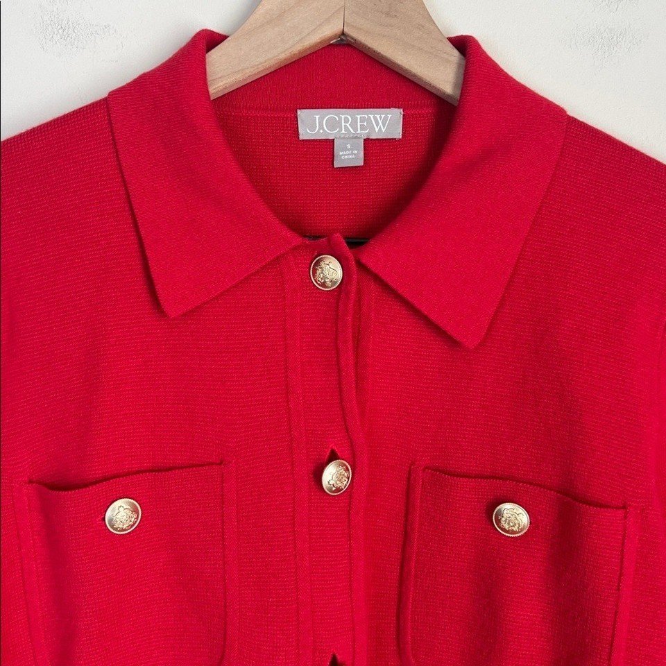 J. Crew Lady Jacket Sweater Red Sz Small Gold Buttons Old Money | eBay