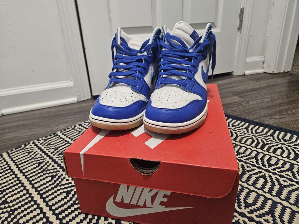 nike dunks high top size 10.5 mens Royal Blue And White | eBay