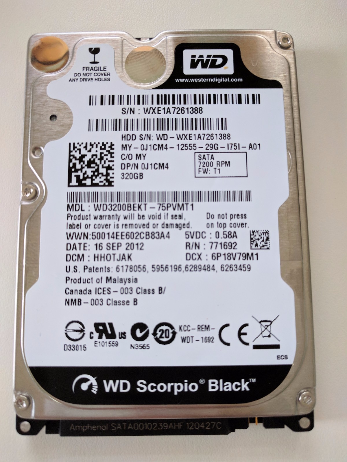 Western Digital Scorpio Black 320GB Internal 7200RPM 2.5" Hard Drive ...
