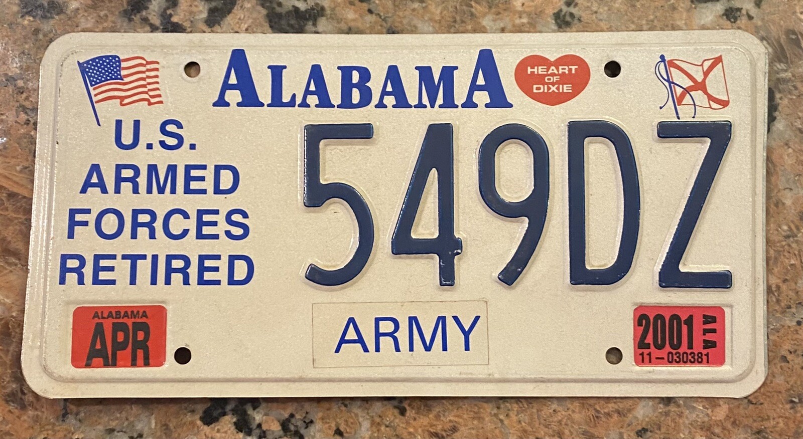 Alabama heart of Dixie US Armed Forces retard car tag | eBay