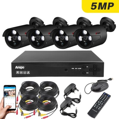 ANSPO 5MP CCTV CAMERA SYSTEM HOME OUTDOOR SECURITY KIT HD DVR WITH HARD DRIVE UK | eBay UK