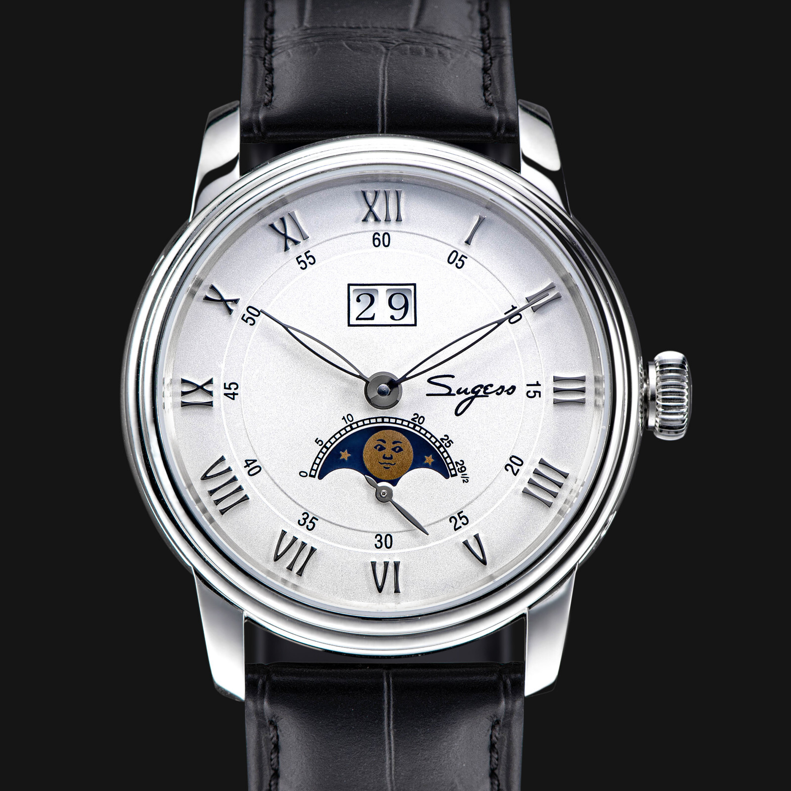 Sugess BIG DATE MoonPhase Master Automatic Mechanical Watch Seagull ...