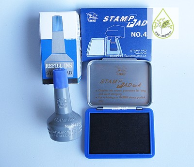 Blue Color STAMP PAD Permanent Water Proof Best Quality FREE 1 Refill ...