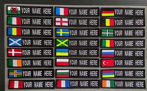 Custom Flag Name Identifier Patch Hook Backed Personalised 120x25mm ...