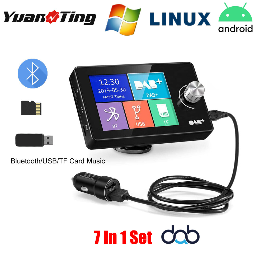 UK 2.8" USB DAB+ Car Digital Radio Adapter & FM Transmitter LCD AUX USB ...