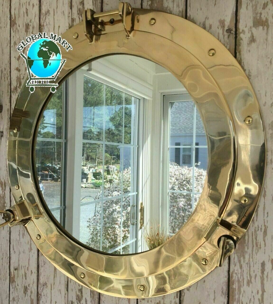 20" Brass Porthole Mirror ~Nautical Wall Decor ~ Large Working Ship ...