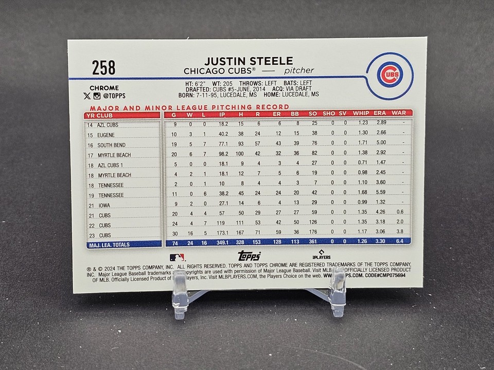2024 Topps Chrome #258 Justin Steele Prism Refractors | eBay