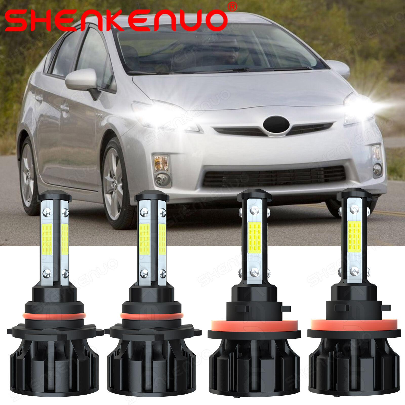 For Toyota Prius 2010-2017 9005+H11 LED Headlight High Low Beam Bulbs ...