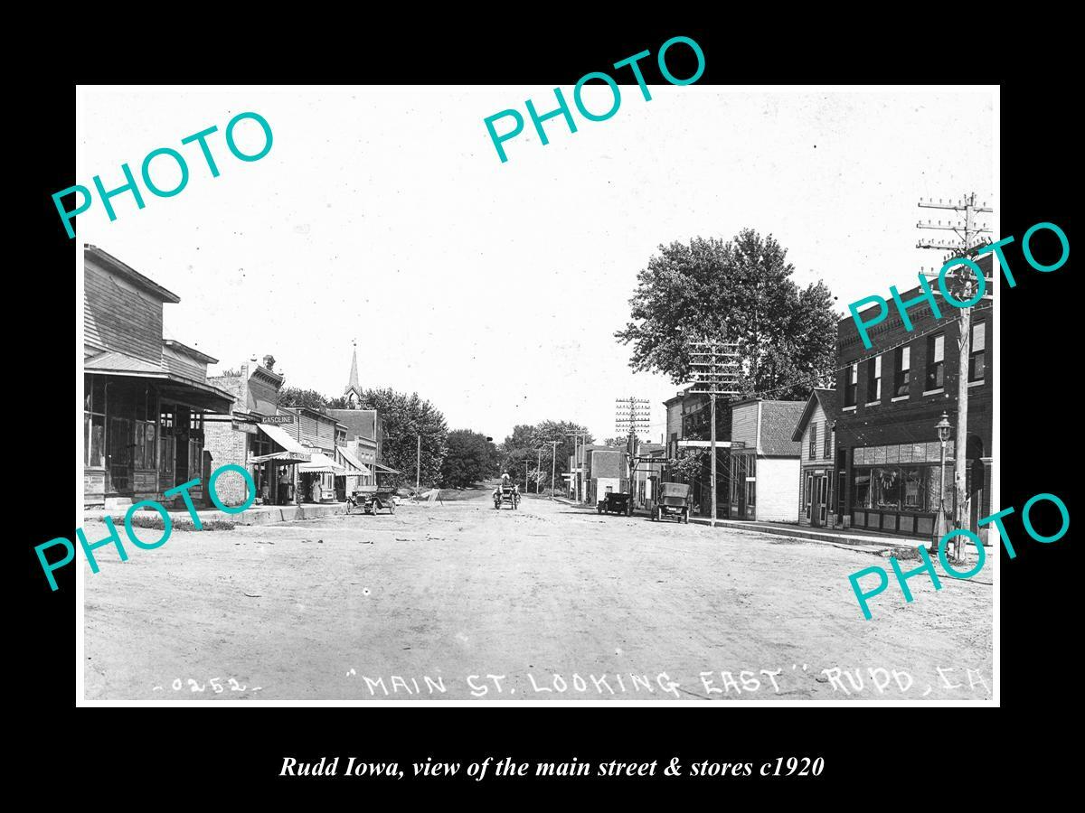 OLD 6 X 4 HISTORIC PHOTO OF RUDD IOWA THE MAIN STREET & STORES c1920 ...