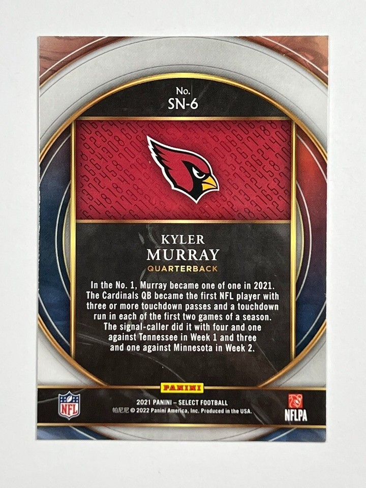 2021 Panini Select Kyler Murray SN-6 Numbers Insert Arizona Cardinals ...