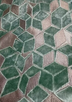 DESIGNERS GUILD FITZROVIA JADE GEOMETRIC VELVET 144cm x 200cm | eBay