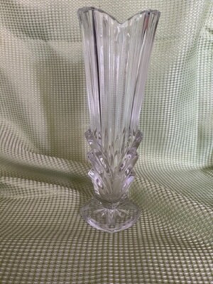 Art Deco Lead Crystal Flower Vase Studio Nova Belmont Heart Shaped 8 ...