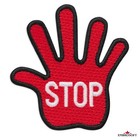 Hand STOP Red White Sign Emblem Symbol Embroidered Patch Iron On SIZE ...