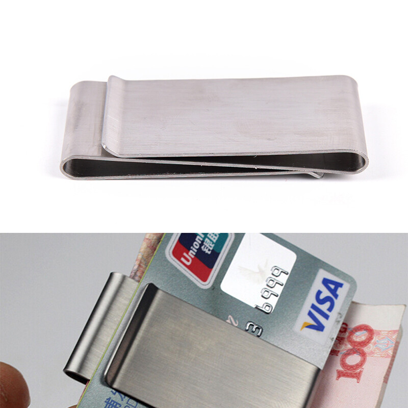 2 Sided Stainless Steel Slim Pocket Money Clip Wallet Credit Card ...